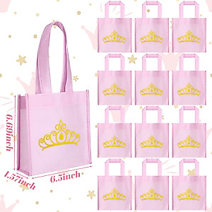 Yinder 12 Princess Party Favors Costume Dress up Accessories Set Included Gift Bags Princess Plastic Crown Tiara Rings and Wands Christmas Birthday Party Jewelry(Elegant Style)