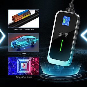 Evjuicion Level 2 EV Charger, 40Amp 240V Portable Electric Vehicle Charger 25Ft Cable NEMA 14-50 Plug for J1772 Electric Car Home Charging Station, Delay Timer