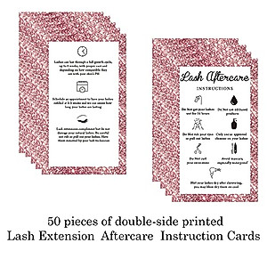 Aftercare Lash Extensions Card, 50 Pack Of 3.5x2 Inch Eyelash Extension Care Instruction Cards For Eyelash Extension Supplies, Eyelash Extension Kit, Glossy Eyelash Cards For Salon, Business Supplies