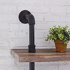 Danya B GH086 Industrial Decor - Modern Rustic 6-Tier Iron Pipe Wall Mount Ladder Shelving Unit in Distressed Wood Finish – Rustic Wood Bookshelf