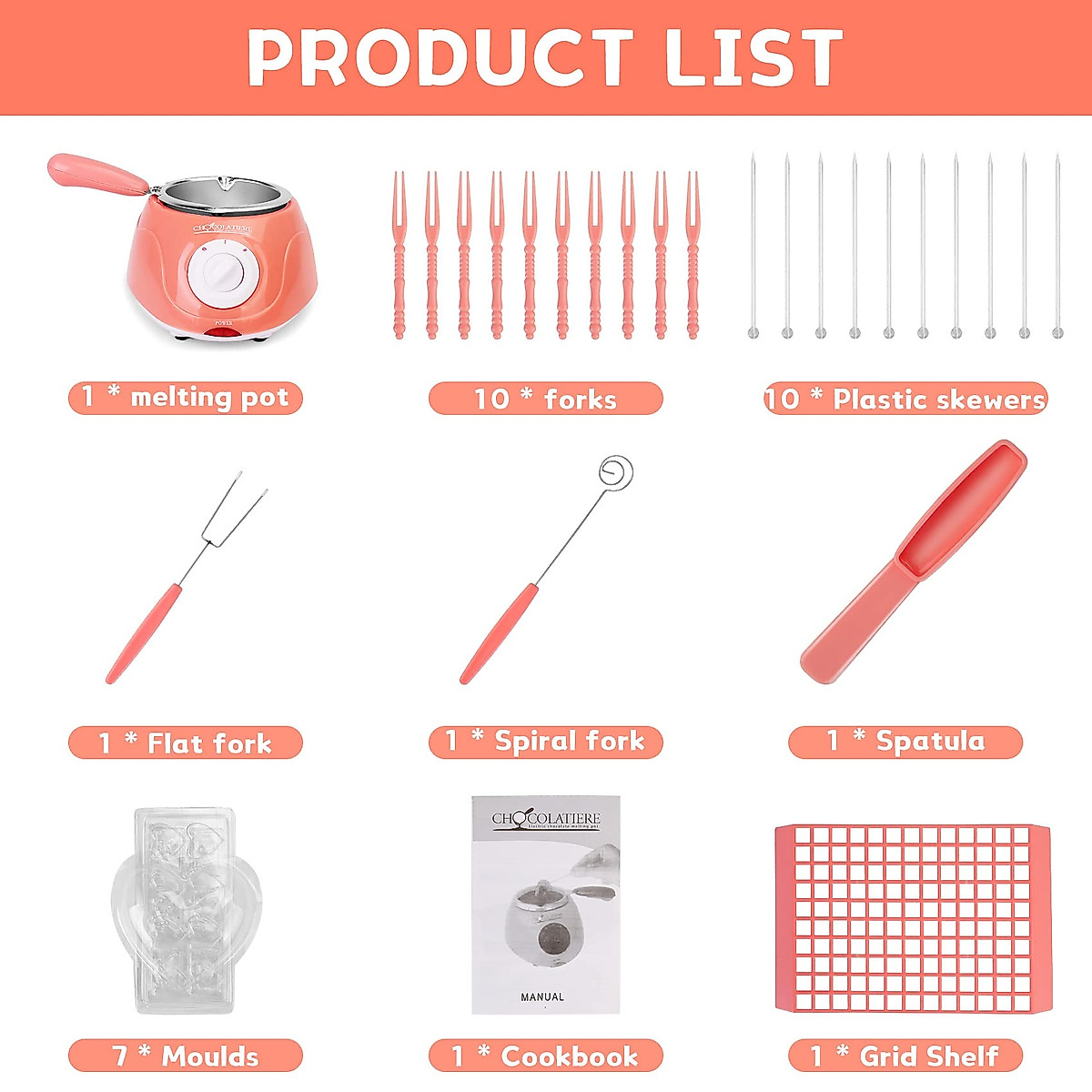 Chocolate Melting Pot, Electric Chocolate Melter Warmer Fondue Fountain Melting Pot Kit for Melting Chocolate, Candy, Milk, Butter, Cheese