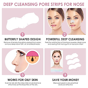 JOLVKA Blackhead Remover Pore Strips for Nose - 65 Strips - Charcoal Blackheads Removal - Blackhead Strip - Pore Cleaner