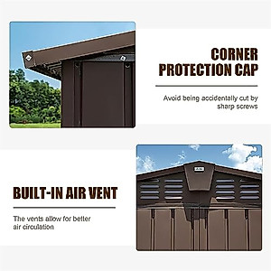 Evedy Large Metal Storage Shed,10x8 FT Outdoor, Waterproof Garden Tool Storage Shed with Lockable Door,Tool Cabinet with Vents Steel for Patio,Lawn to Store Bikes,Lawnmowers