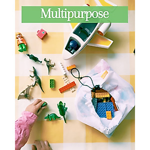 purifyou DUAL Purpose Reusable Produce and Grocery Bags, Set of 9 SEE THROUGH Mesh with Handles & Washable Produce Mesh Set of 9 Grocery with Drawstring, Large Foldable Shopping Bags Premium Bundle