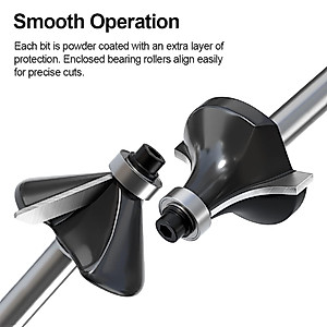 Fivepears 12 Pieces Tungsten Carbide Router Bit Set 1/4 Inch Shank for Beginners Woodworking, Include Straight, Dovetail, Chamfer, Cove, Flush Trim, Round Over, 90 V Grooving, Raised Panel Router Bit