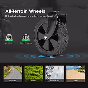 VIVOSUN Collapsible Folding Wagon, Outdoor Utility with All-Terrain Wheels, Adjustable Handle, Cup Holders & Side Pockets, for Camping, Shopping, Garden, 210Lbs Capacity, Black