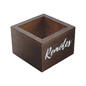 XBelmber Remote Control Holder Caddy, Wooden TV Remote Holder, Remote Organizer for Table, Vintage Farmhouse Desk Caddy, Media Storage Box - Brown