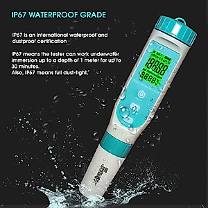 Divolight 7 in 1 Water Quality Tester Pen Meter for Pools, Drinking Water Aquariums hydroponic Cooking Tester Measure Water by 7 parameters: PH/TDS/EC/ORP/S.G/Water Salinity/Temp