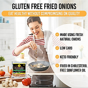 Crispy Fried Onions | 100% Natural (Non-GMO) | Gluten Free | KETO Friendly | No Sodium | Low Carb | Resealable Bag | 32 oz | By Nawabi Life