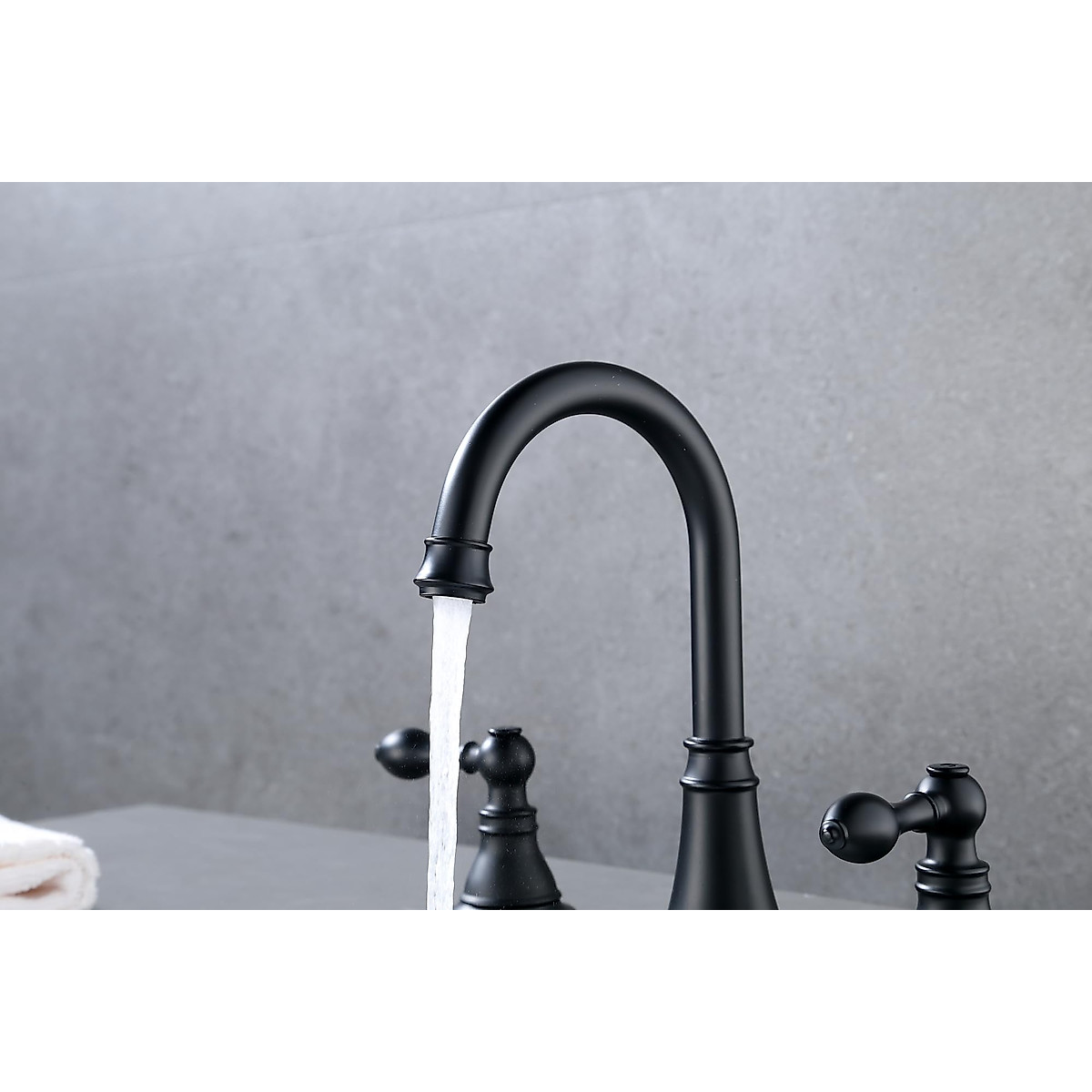 Derengge Matte Black Bathroom Sink Faucet,3 Hole Two Handle Bathroom Faucet with Pop up Drain, 8 Inch Widespread Bathroom Faucet for Bathroom Sink Vanity RV Farmhouse Sink,LF-0285-MT