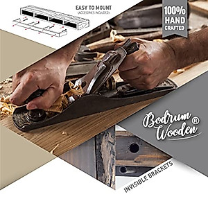 BODRUM WOODEN Beam Wood Shou Sugi Ban Fireplace Shelf Mantelpiece Shelving Water-Based Paint Floating Cottage Solid Easy Install Real Tree Handmade (Rustic Burn, 72'')