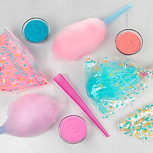 Nostalgia Cotton Candy Party Kit, 3 Flavors, 4 Reusable Cones, 10 Floss Bags