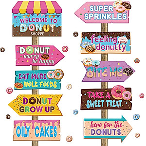 Jetec 20 Pieces Donut Party Directional Signs Donut Welcome Sign Donut Party Yard Sign Outdoor Lawn Decoration for Donut Party Decoration Supplies