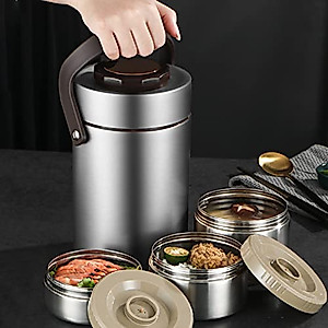 Thermos for Hot Food,3 Tier 67oz Stackable Insulated Food Jar with Lunch Bag & Spoon Fork,Leakproof Stainless Steel Meal Bento Carrier Soup Container Lunch Box for School Office Picnic Travel Outdoors