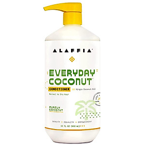 Alaffia EveryDay Coconut Conditioner, Ultra Hydrating Conditioner for Normal to Dry Hair. Made with Fair Trade Coconut Oil and Ginger. Cruelty Free, No Parabens, Vegan, Purely Coconut 32 Fl Oz