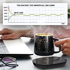 Chauffee CHAUFFEE Coffee Mug Warmer with Mug Set, Auto Shut Off Gravity-Induction, Smart USB Coffee Cup Warmer for Desk. Father's Day, Birthday Gifts for Men and Women (Mug Included), Black (CH001)