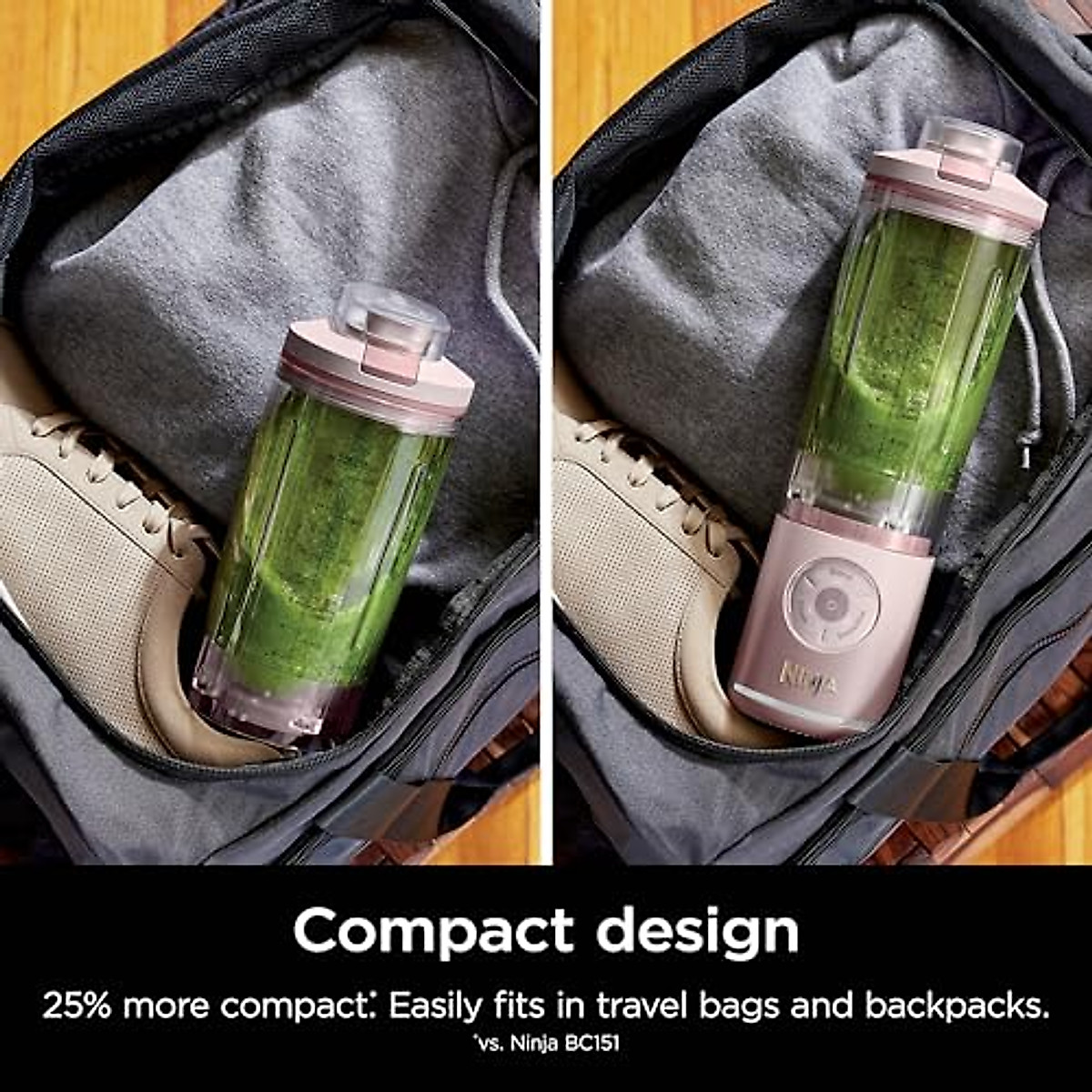 Ninja Blast Max, Portable Blender + Twist & Go, Personal Blender, Ninja Blender, Smoothie, Blend, Ice Crush, 3 Programs, Cordless, 22 oz removable Vessel, Dishwasher Safe, Leakproof, Pink, BC251PK