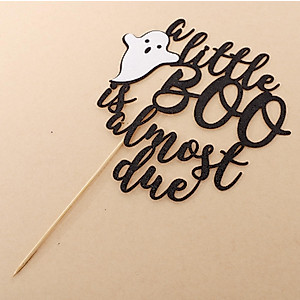 Halloween Baby Shower Decorations - Our Little Boo is Almost Due Cake Topper, October Baby Shower Decor, Fall Baby Shower Banner, Autumn Baby Shower (a little boo is almost due CT)