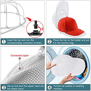 Eiito Hat Washer for Washing Machine,Hat Cleaner for Baseball Caps with Frame Cage and Mesh (1Pack white with mesh)