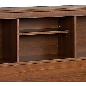 BOWERY HILL Country Style Freestanding Full/Queen Wood Bookcase Bed Headboard and Cabinet Storage in Cherry