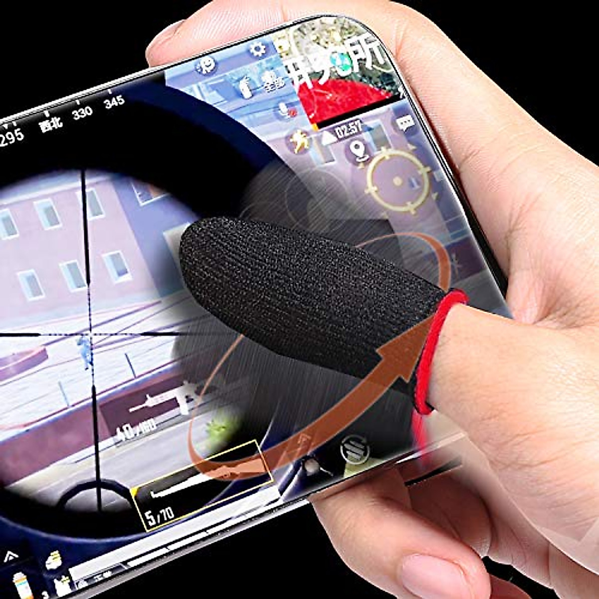 MOMOFLY 150 Second Quick Dry Ultra-Thin Carbon Fiber (16 PCs) Gaming Thumb Sleeves Touch Screen Anti-Sweat Shoot Aim Finger Cot for PUBG Mobile, Mobile Gaming, Android iOS Tablet (RED)