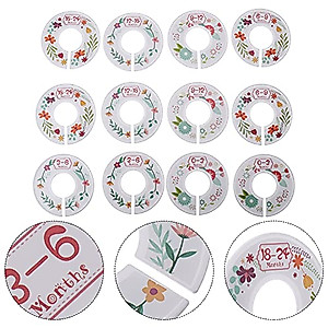 Baluue 24pcscloset Nursery Bedroom Shelf Months or Shelves to Toddler Cartoon Boy Wardrobe Size Age for Flowers from Clothing - Newborn Floral Round Clo Hangers Organizers Printed Infant