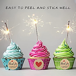 MGHLB 1.5'' Thank You Stickers, 1000PCS Kraft Paper Small Business Love Adhesive Label Rolls for Envelopes, Bags, Boxes, Handicrafts