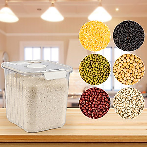 Tyminin Large Airtight Food Storage Containers, Plastic Pantry Storage Boxes with Measuring Spoon, Keep Fresh, Clear