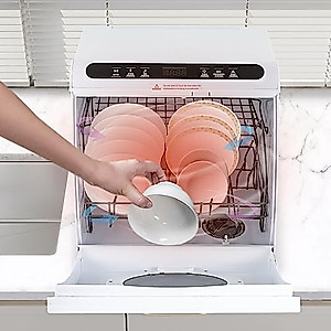 RustyVioum 900W Countertop Dishwasher, Portable Countertop Dishwasher, Automatic Dish Washing Machine with 5 Washing Program 7L Built-in Water Tank, Stainless Steel Countertop Air-Dry Dishwasher