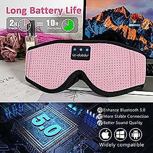 Sleep Mask with Bluetooth Headphones,LC-dolida 3D Sleep Headphones Bluetooth Sleep Mask Breathable Sleeping Headphones for Side Sleepers Best Gift and Travel Essential (Pink)