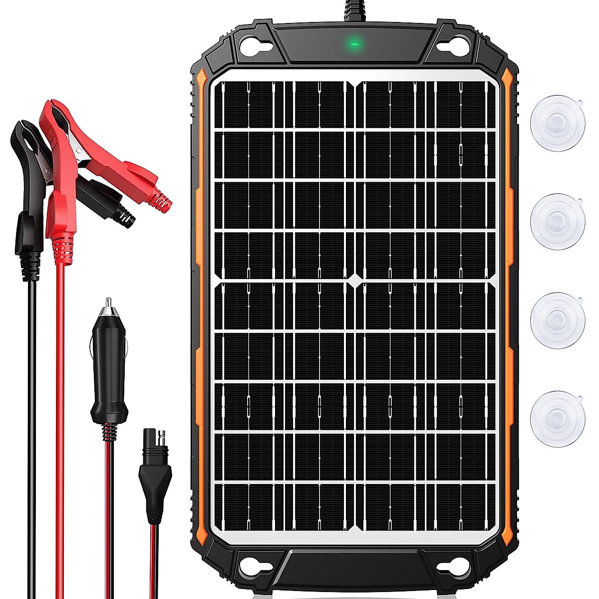 GROPOW 15W 12V Solar Battery Trickle Charger Maintainer, Built-in Smart MPPT Charge Controller, Waterproof 15 Watt 12 Volt Solar Panel Charging Kits for Car Auto Boat Marine RV Trailer Motorcycle, etc