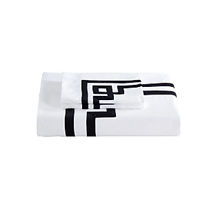 CASA BOLAJ DESIGNED TO DREAM 3 Pcs Do Not Include Filling Duvet Cover Set 100% Egyptian Cotton Sateen Luxury 400 TC (White Black, King)