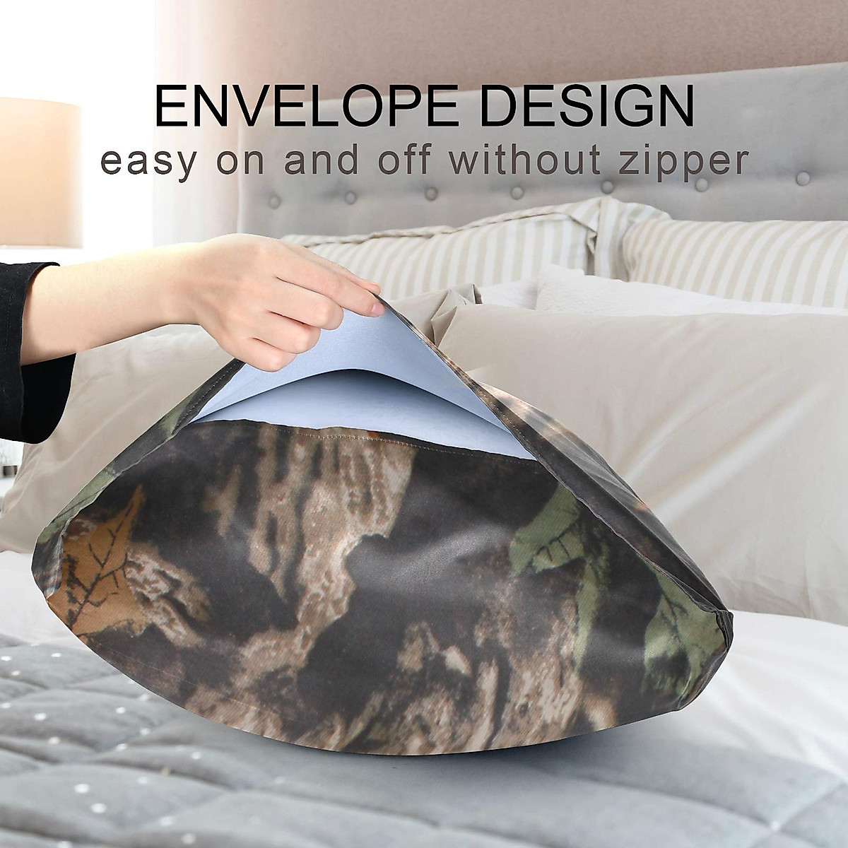 AUUXVA Satin Pillowcase for Hair and Skin Forest Tree Camouflage Pillow Cases Soft Pillow Cover Polyeaster Pillowcases with Envelope Closure Standard Size 20x26in