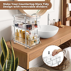 XINYA BAO 3 Tier Clear Bathroom Organizer, With Dividers, Multi-Purpose Pull-Out Pantry Organization and Storage, Under Sink Closet Organizers and Storage, Skincare Cosmetic Organizer Medicine Bins