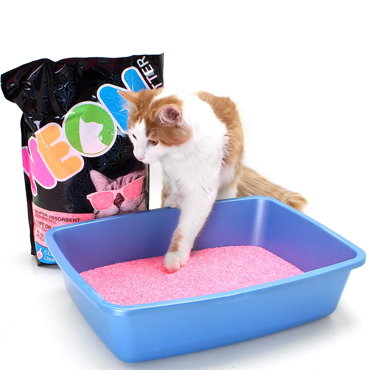 NEON Clumping Silica Gel Crystal Cat Litter, Pink