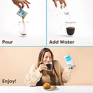 Waka Premium Instant Coffee Medium Roast, 8 Single Serve Packets in a Recyclable Box, 100% Arabica Beans, Freeze Dried Granules, For Hot or Iced Coffee