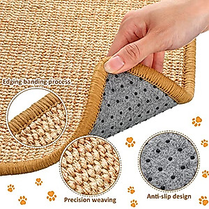 4 Pcs Cat Scratch Mat Sisal Cat Scratching Pad Mat for Cats Scratching Pad Rug for Cat Grinding Claws and Carpets Sofa Couch Furniture Door Protector, Light Brown, 15.7 x 12 Inch
