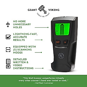 Stud Finder Wall Scanner - 5 In 1 Wall Stud Finder Beam Detector with Large HD LCD Display, Center and Edge Finder with Sensor for Wood, Metal, Studs, Pipes, Joists & Live AC Wires