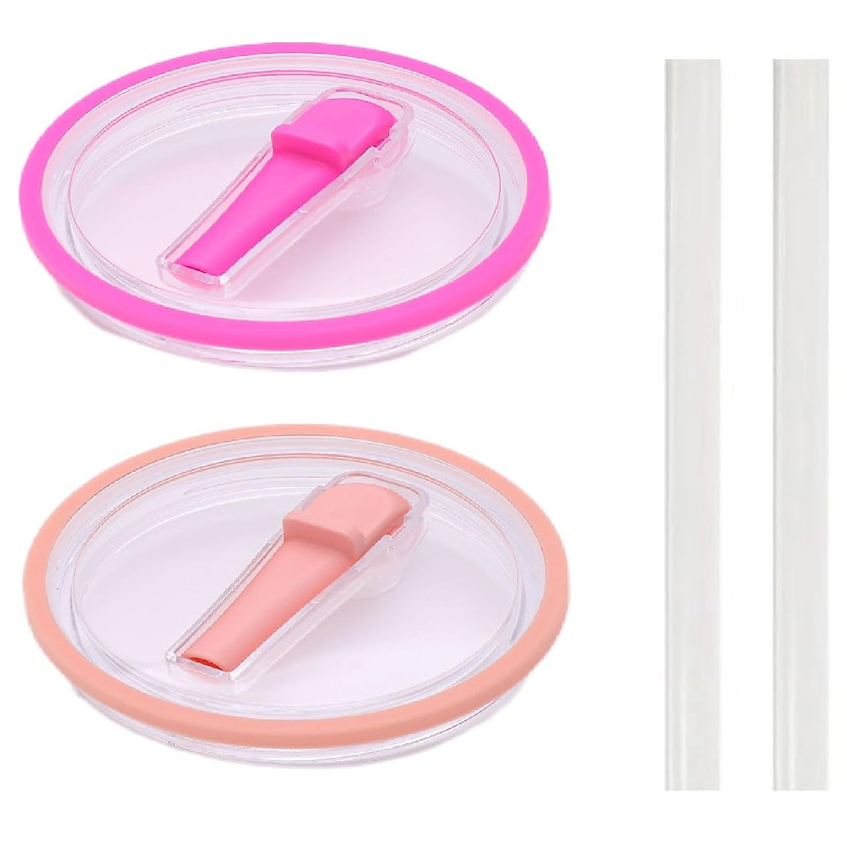 2 PCS 40 oz Replaceble Tumbler Flip Straw Lid for Stanley Cup With straw，Reusable Tumbler Cover, Spill Proof Splash Resistant Tumbler Lids (Black and White)