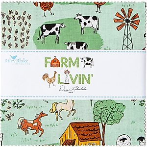 Farm Livin' Riley Blake 5-inch Stacker, 42 Precut Fabric Quilt Squares by Diane Labombarbe