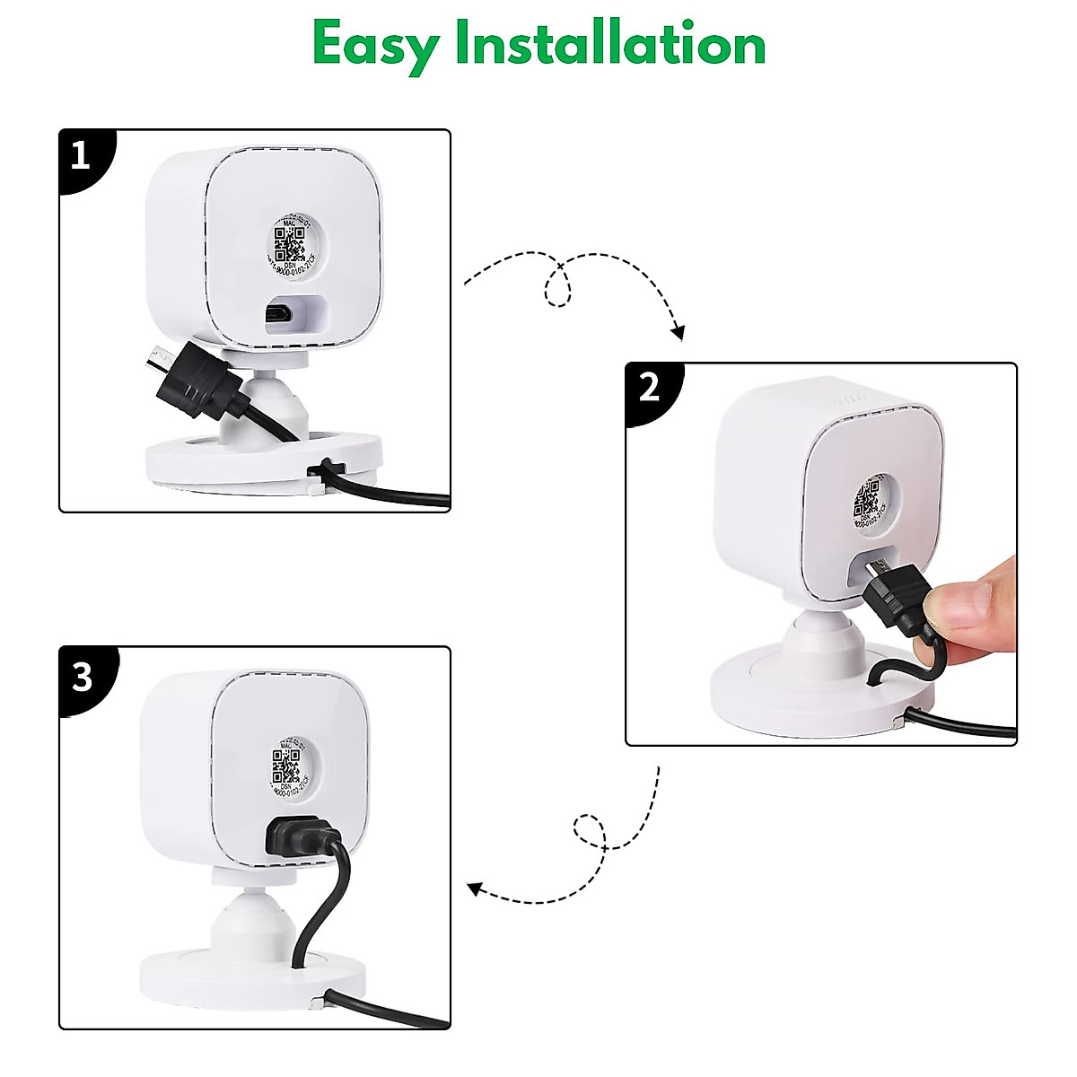 ALERTCAM 2Pack 25ft/7.5m Charger Cable for Blink Mini and Blink Mini Pan-Tilt, Extension USB Cable Continuously Power Your Camera (Plug and Camera are Not Included) - Black
