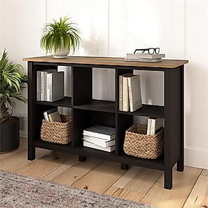 Pemberly Row 6 Cube Bookcase in Vintage Black & Reclaimed Pine - Engineered Wood