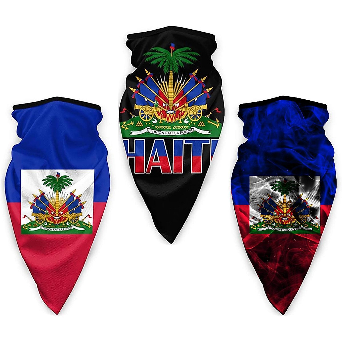 Ninvstg 3pcs Haitian Haiti Flag Outdoor Half Face Scarf Bandana Breathable Neck Gaiter Balaclava