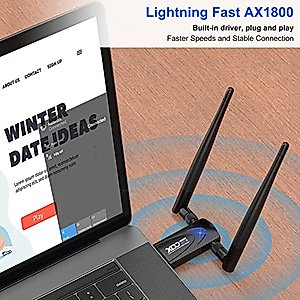 WiFi 6 USB Adapter for PC, XDO Wireless USB WiFi Adapter for Desktop Laptop Computer, USB 3.0 WiFi Dongle High Gain Dual Band 2.4G/5GHz, AX1800Mbps MU-MiMO Wireless Network Adapter for Windows 10/11