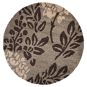 SAFAVIEH Florida Shag Collection Area Rug - 8' x 10', Smoke & Dark Brown, Floral Design, Non-Shedding & Easy Care, 1.2-inch Thick Ideal for High Traffic Areas in Living Room, Bedroom (SG456-7928)