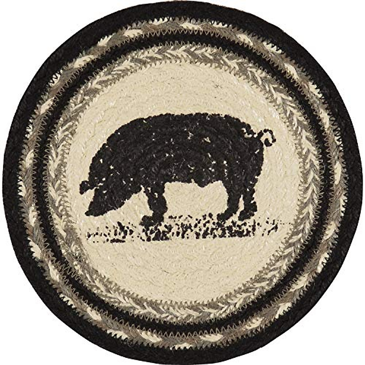 VHC Brands Sawyer Mill Charcoal Table Décor, 8" Trivet, Pig
