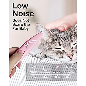 LEYOUFU Dog Paw Trimmer for Grooming, Cordless Electric Small Pet Grooming Clippers Hair Trimmer for Dogs Cats, Low Noise for Trimming Pet's Hair Around Paws, Eyes, Ears, Face, Rump (Pink)