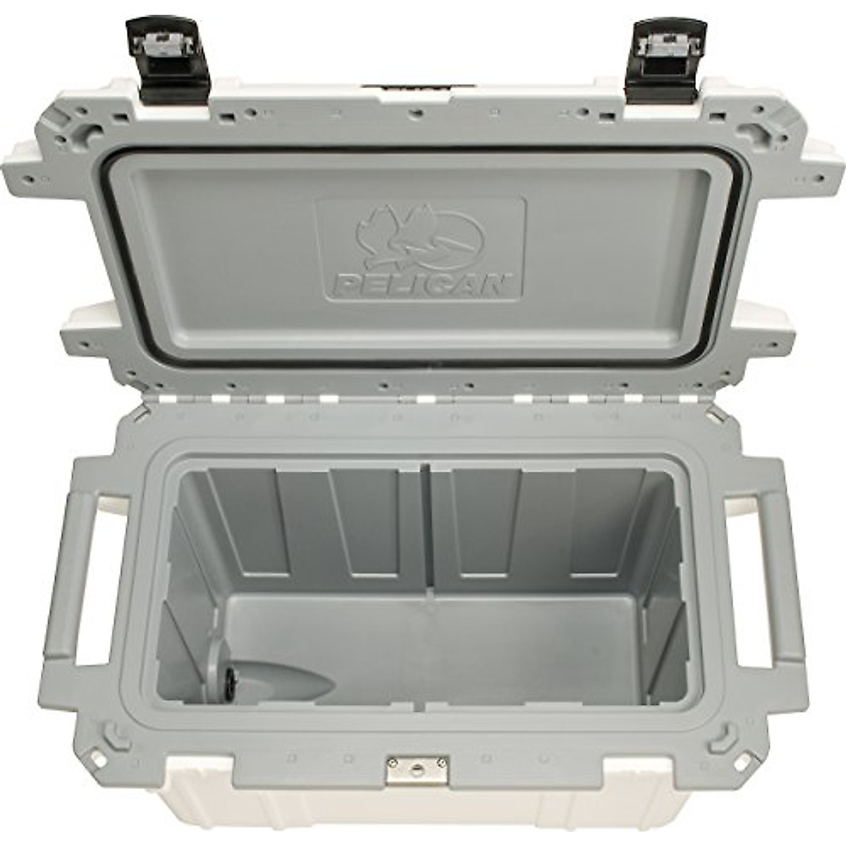 Pelican 70QT Elite Cooler (White/Grey) | 46 Can Capacity with Ice | 9 Day Ice Retention | Built-in Cup Holders & Bottle Opener | Guaranteed for Life