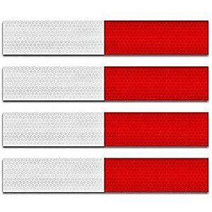 Gzyqzda Reflective Tape Reflective Tape for Trailers 2”x12'', 10pack Waterproof Self Adhesive Auto Truck Reflector Strips Hazard Caution Warning Sticker for Road Signs, Trucks, RVs, Cars (White + Red)