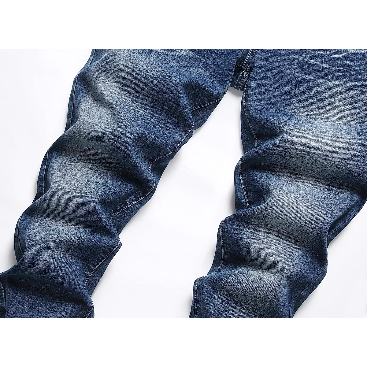 Men's Blue Mid Waist Skinny Fit Stretch Comfy Premium Washed 5-Pockets Fashion Denim Jeans Pants,Y2261,42
